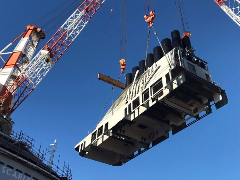 Scarlet Lady Gets Her Funnel - Cruise Industry News | Cruise News