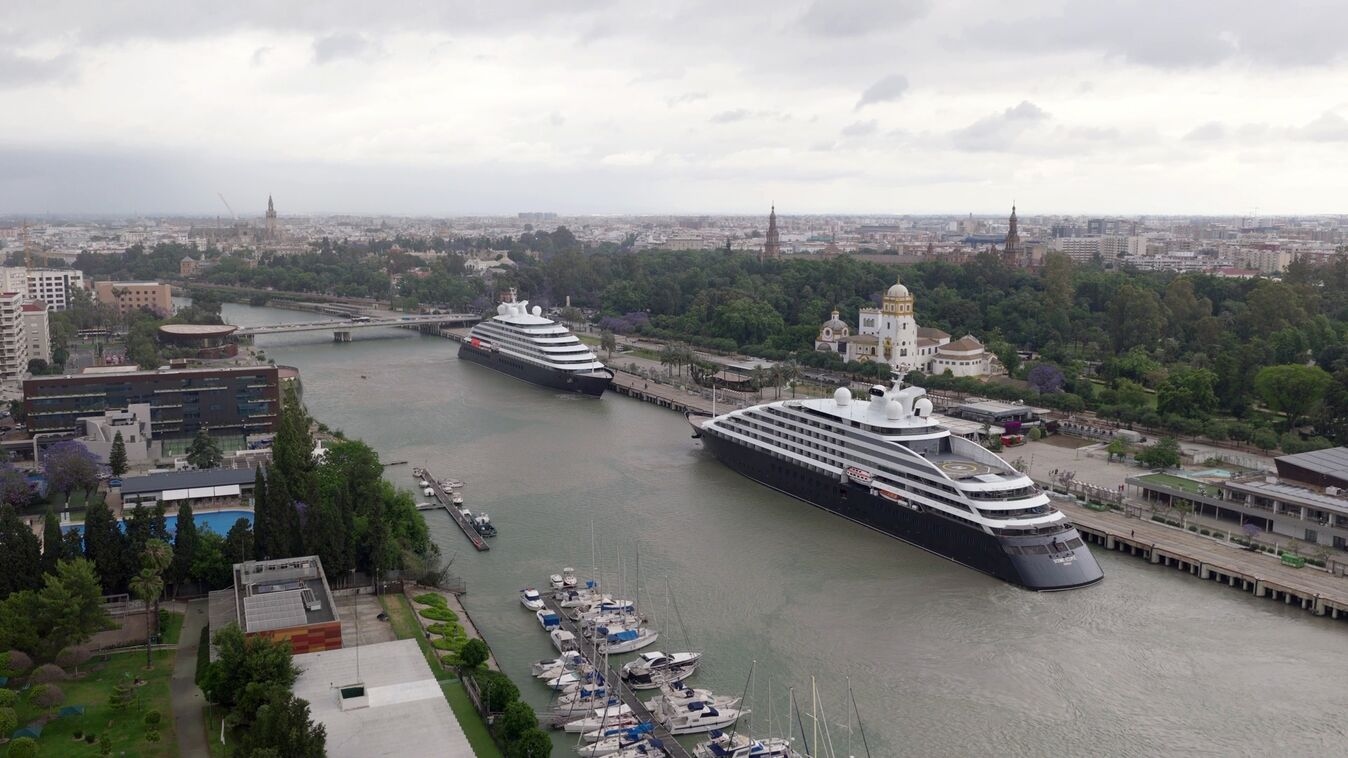 Scenic Eclipse I and II Berth Bow-to-Bow in Seville - Cruise Industry ...